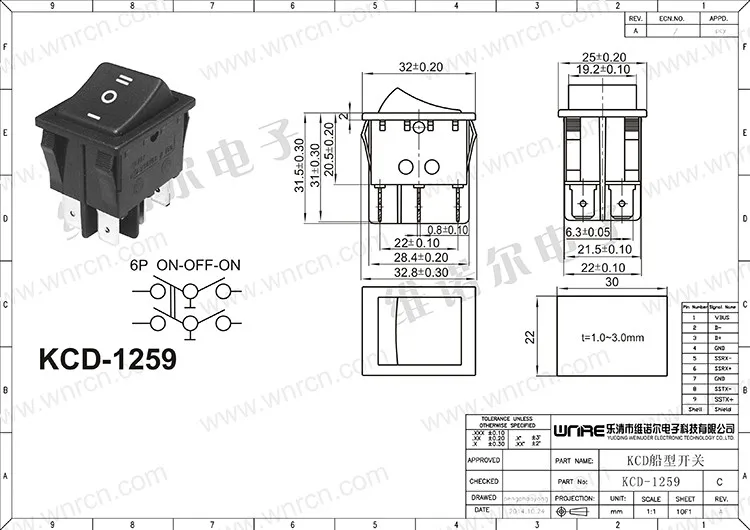Wnre 2 Pin Kcd Push Button Switch Kcd-1201 Dc 12v Waterproof Rocker ...
