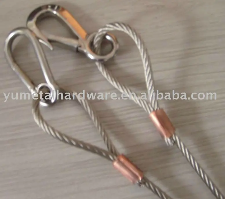 Stainless Steel Wire Rope Sling With Copper Ferrule And Snap Hook - Buy ...