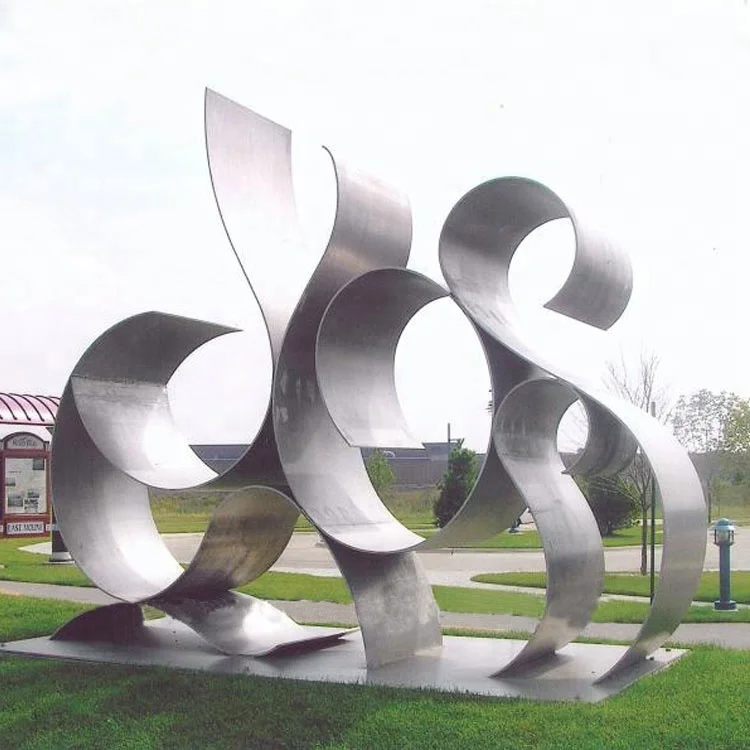 Modern Garden Display - Stainless Steel Wave Sculpture
