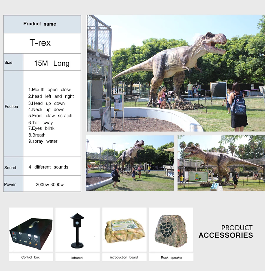 Alive 3D Big Jurassic Theme Park Dino World Animatronic Trex Life Size T.rex Dinosaur Park ...