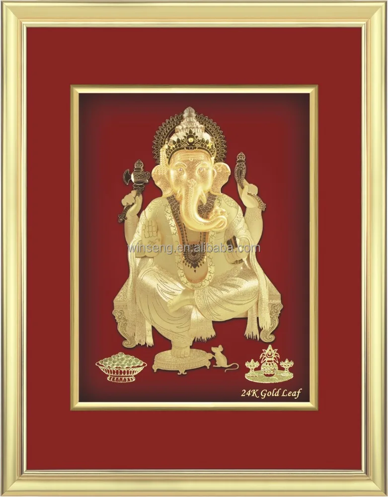 High Quality 24k Gold Foil Indian God With Frame - Buy Indian God,Gold ...