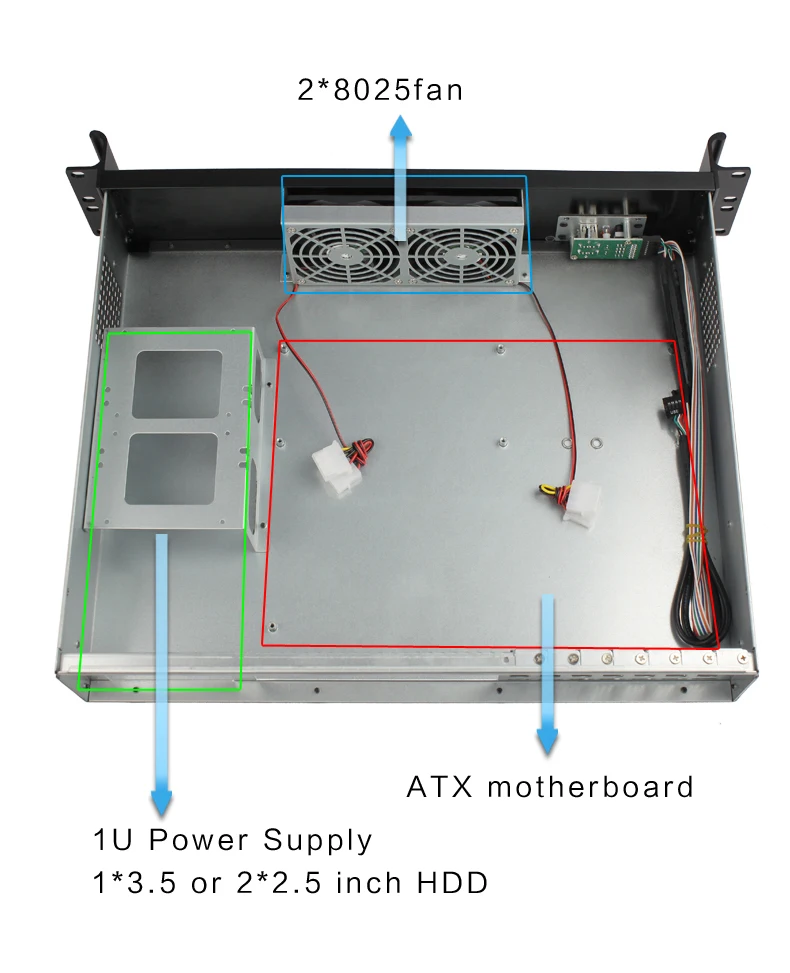 Aluminum Short 2U Rackmount Server Chassis for ATX Board