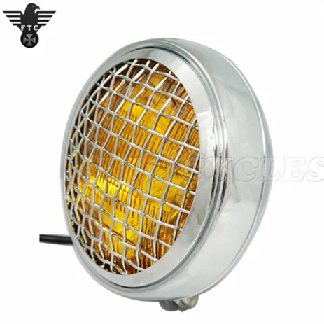 Chrome Mesh Classic Vintage Motorcycle Headlight For Harley Custom ...