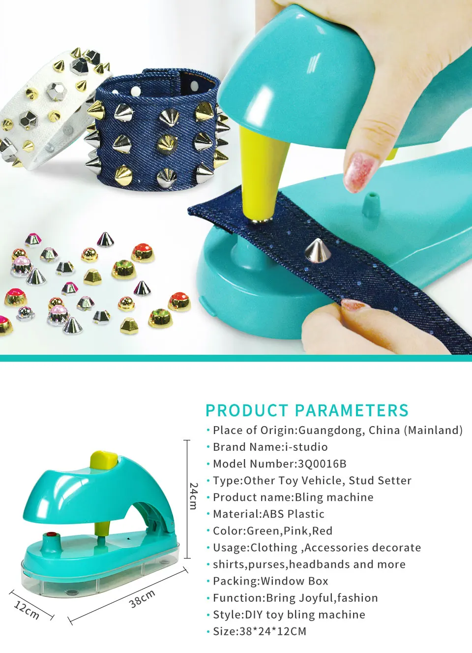 Istudio Kids Diy Mini Stud Setting Glitter Rhinestone Bling Machine Toy ...