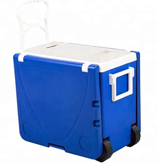 Hs Plastic Cooler Foldable Table With Wheels 32l Ice Chest For Camping ...