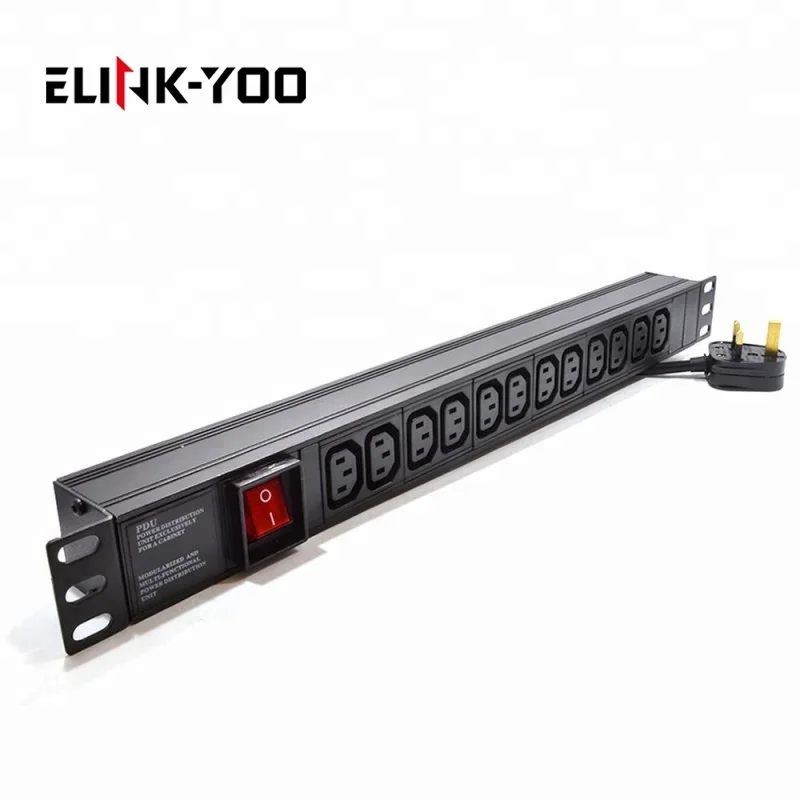 1u 12 Way Iec C13 Sockets Horizontal Pdu With Uk Mains Plug - Buy Pdu With Uk Plug,1u Iec Pdu,1u ...