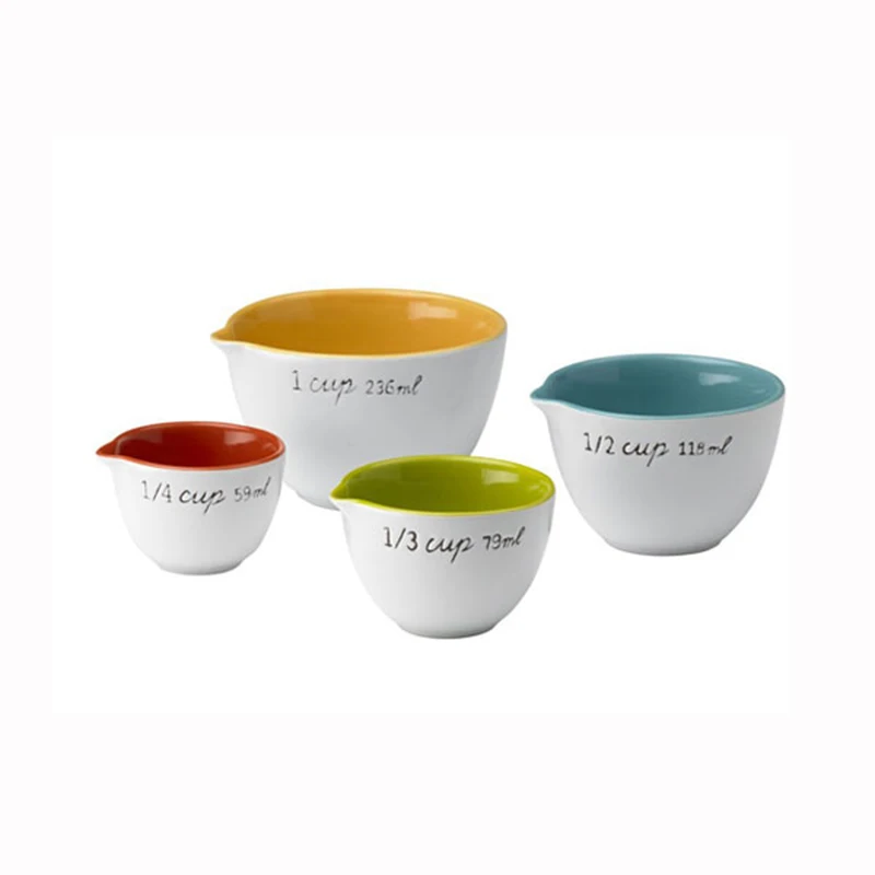 Custom Inside Color Kitchen Bake Tool Ceramic Measuring Cup Set
