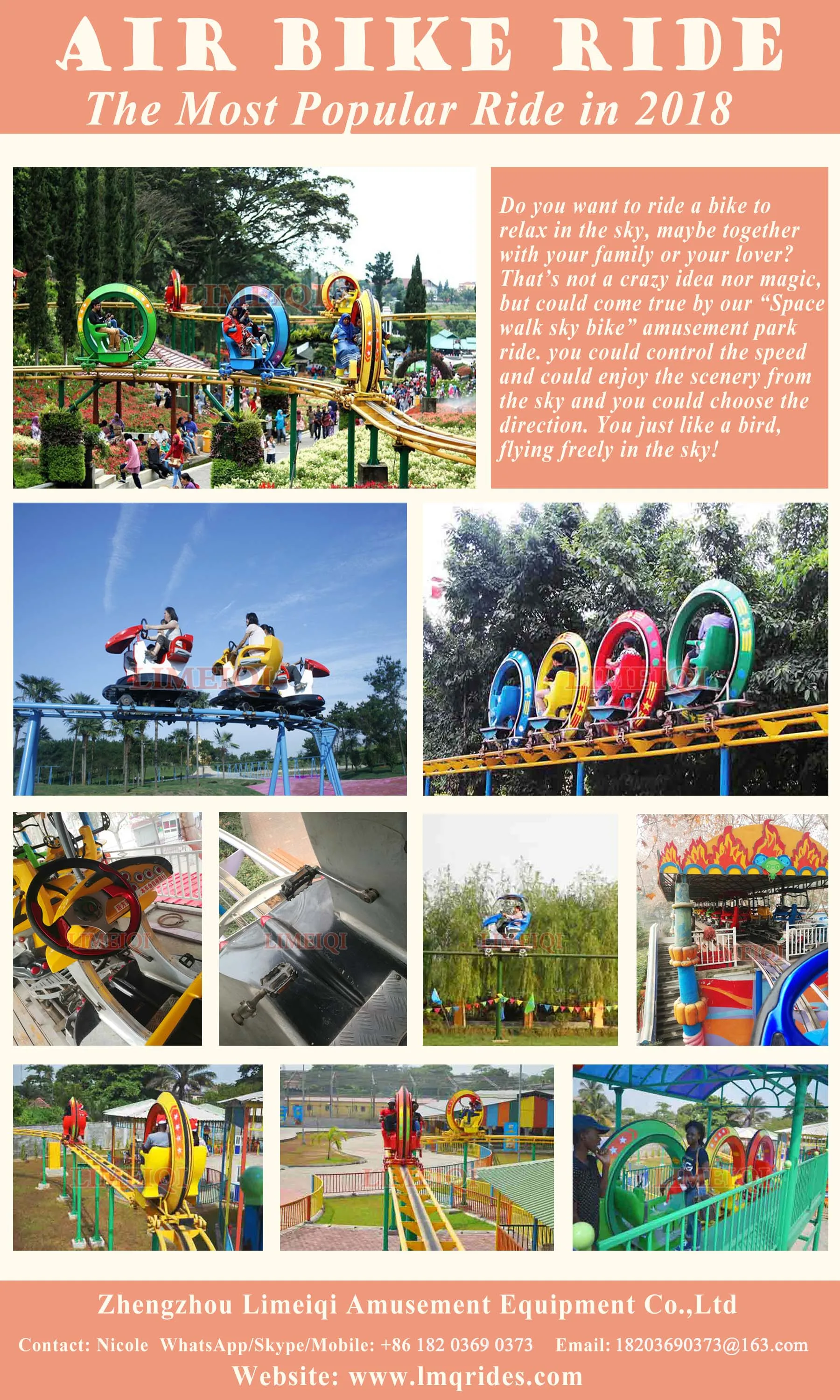 360 Degree Rotary Sightseeing Space Walk Sliding Roller Coaster Pedal ...