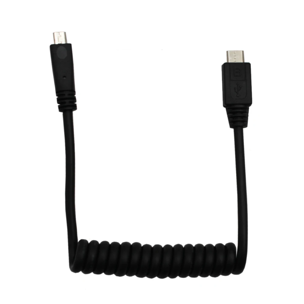 Custom Curly Spring Spiral Wire Coiled Micro USB B to AV UC-E6 Cable