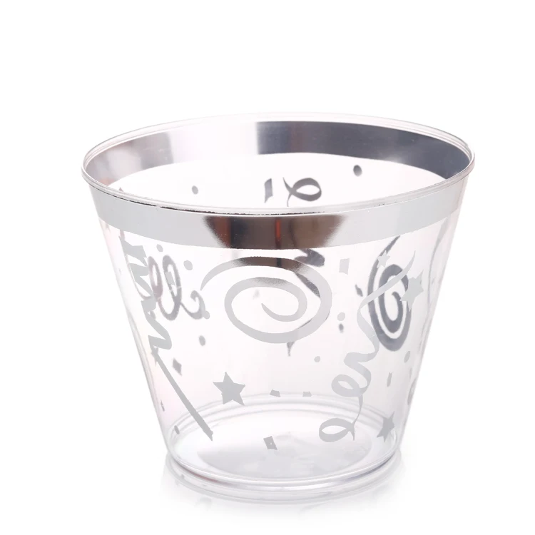 9oz PS Gold Rim Plastic Cup - Perfect for Parties & Events