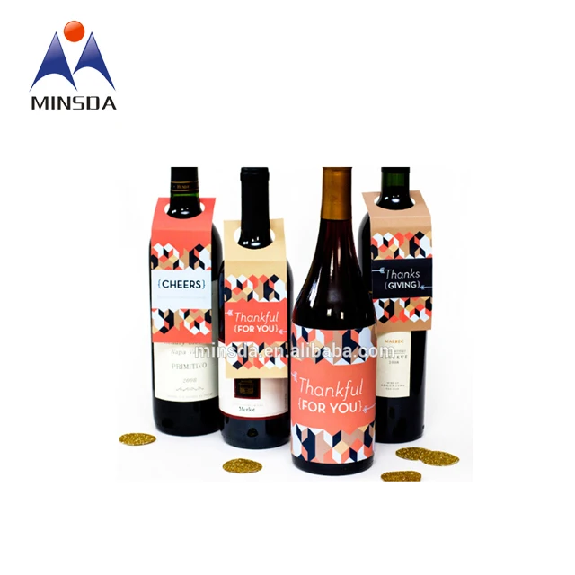 Minsda Custom printed wine bottle neck tags hang tags for wine bottle ...