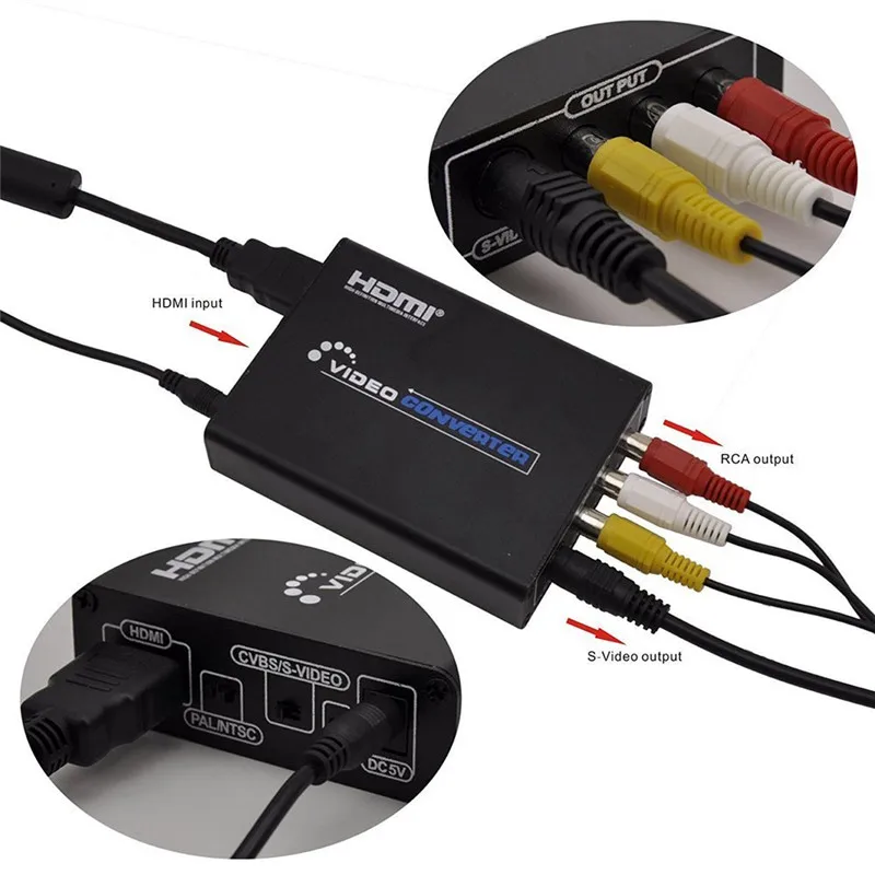 HDMI to Composite S-Video Converter - 1080P Support