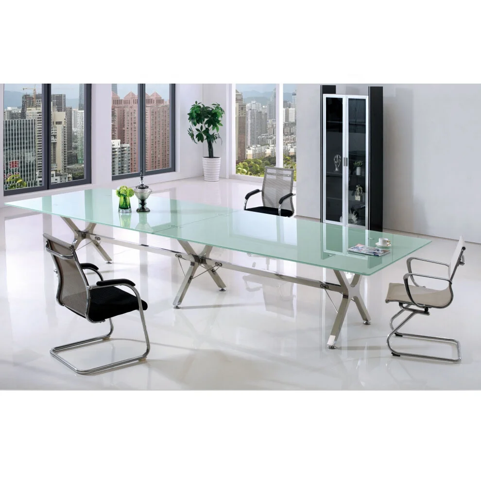Modern Tempered Glass Conference Tables for Office Meetings