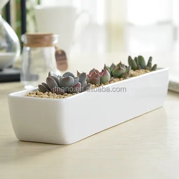 Indoor Decor Small White Ceramic Rectangular Flower Pots - Buy Ceramic ...