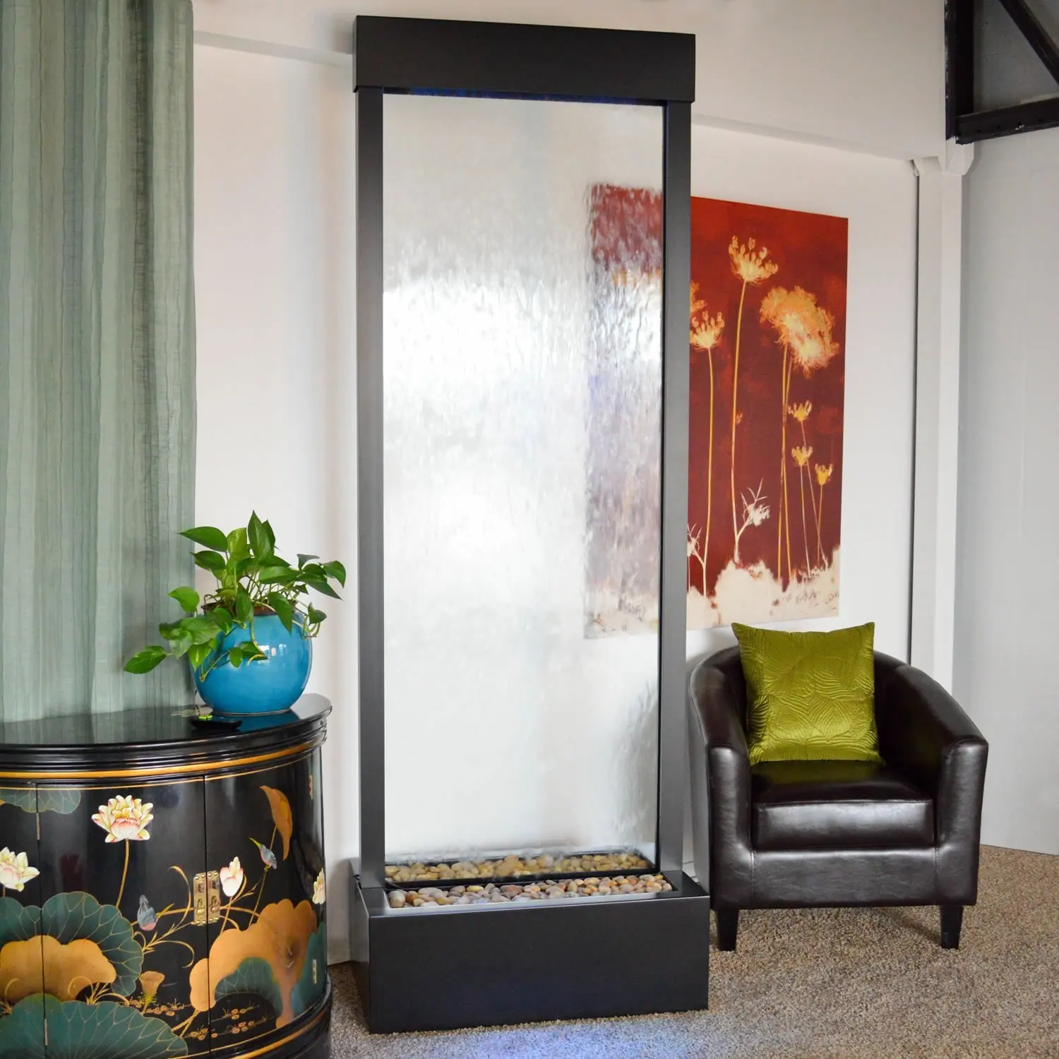 Customized Size Floor-Standing Waterfall Wall Glass Cascade Home ...