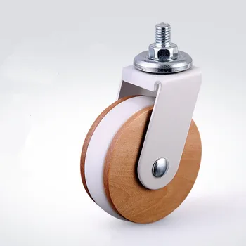63mm Sliding Shaft M8 Threaded Stem Decorative Wooden Casters Wheels ...
