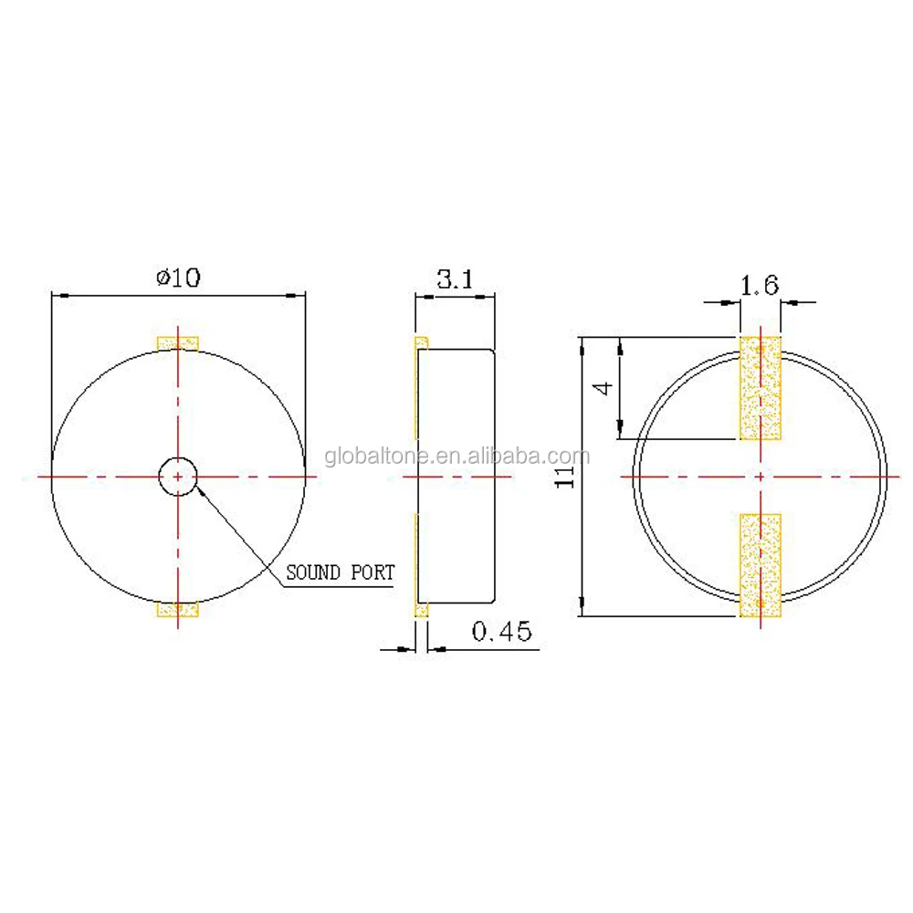 Piezoelectric Transducer Smt Buzzer Dia.10 X H3.1mm Passive Patch ...