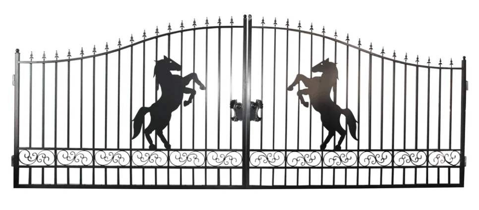 Suihe Wrought Iron Fence Bi-parting Swing Steel Gate Animal Painting ...