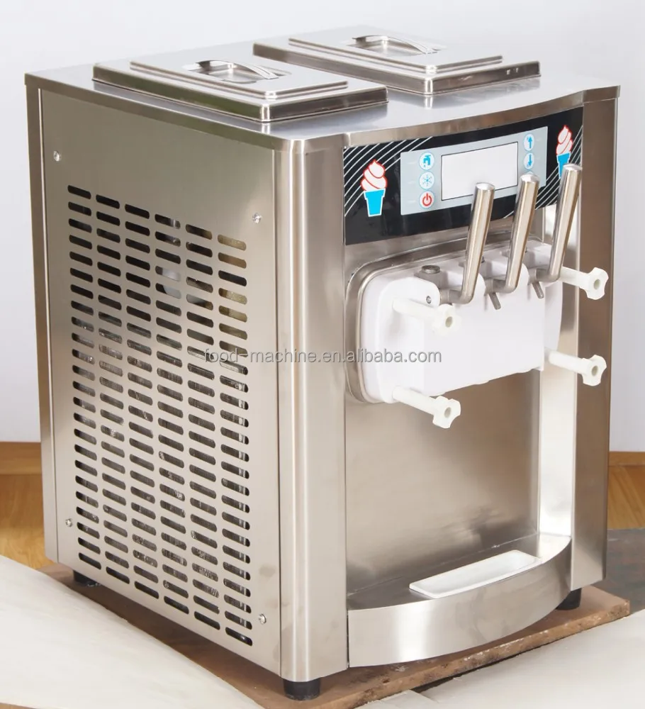 Mini Table Top Ice Cream Machine 3 Flavor Soft Serve Freezer Low Noisy ...