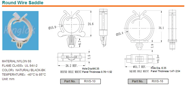 RWS-10 / RWS-16 Round Wire Saddle Locking Wire Saddle,cable Clip,wire ...