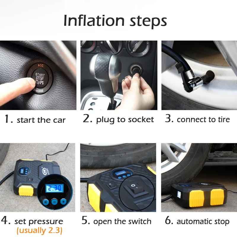 Digital Tire Inflator - 12V Portable Air Compressor Pump