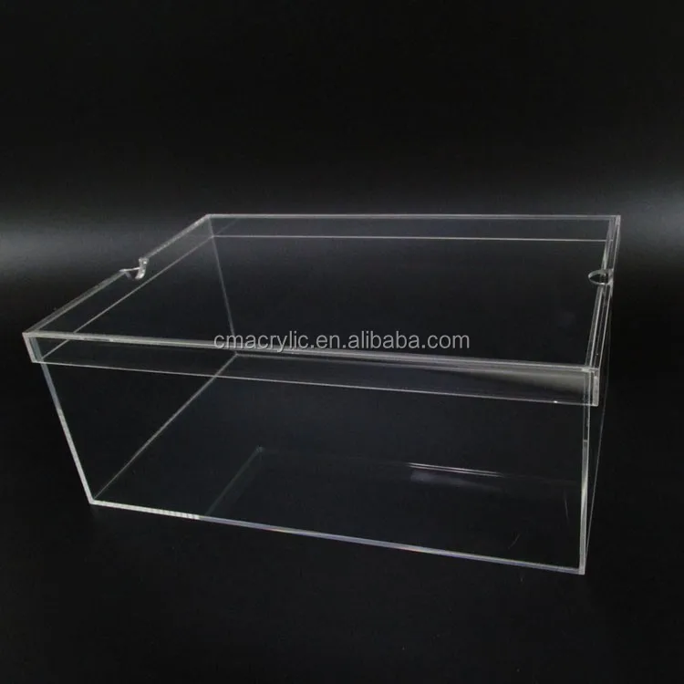 Acrylic Large Plexiglass Clear Rectangular Display Shoe Storage Box ...