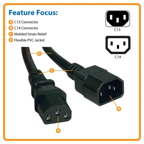 Iec Male Female Ac Plug 3pin 10a 250v White 2m 4m 5m European Ends 320 ...