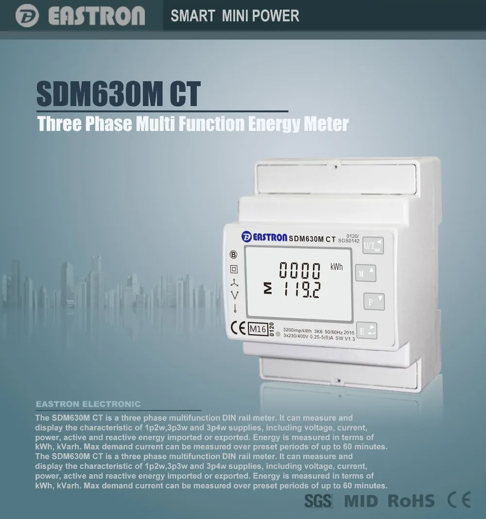 SDM630M CT - Precision Three Phase Energy Meter for Solar