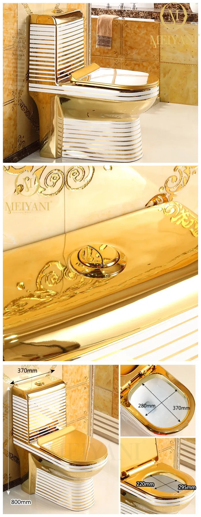 Gold Toilet PNG - Luxury Design Bathroom Golden Wc One Piece