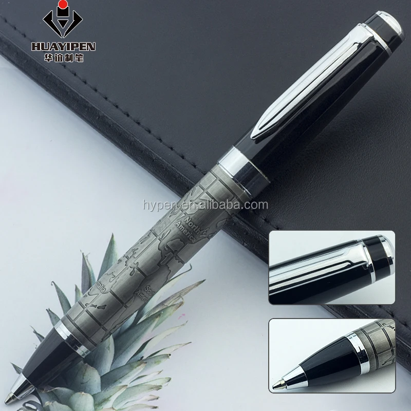 Luxury Embossed World Map Metal Ball Pen - Perfect Gift