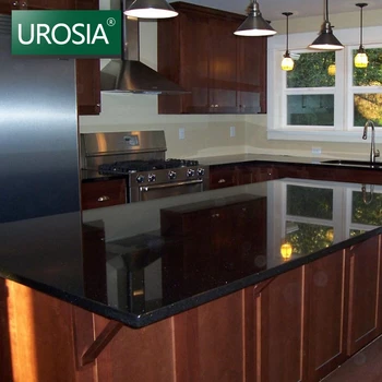 Crystal Black Quartz Countertop Pure Black Artificial Quartz Stone ...