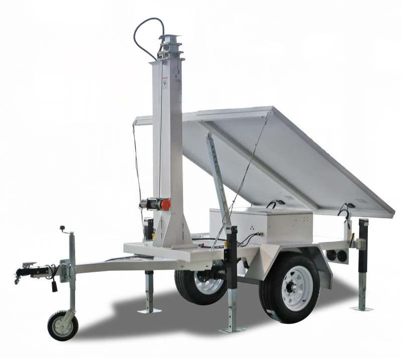 18m Telescopic Mast Solar Trailer Generator with Backup Generator ...