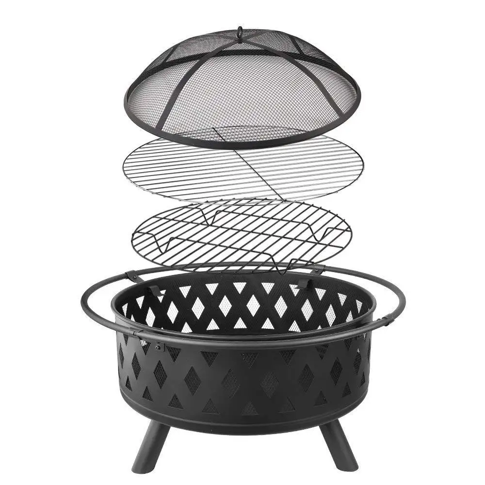 Firepit Brazier Round Fireplace Winter Firewood Fire Pit Outdoor Bbq ...
