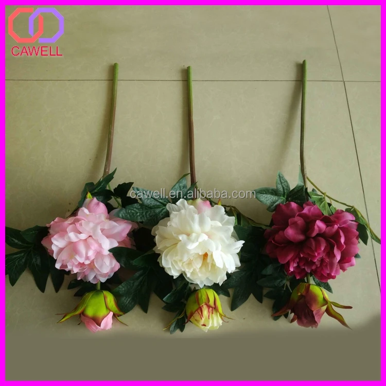 2 Heads Wedding Artificial Single Peony Flower Stocking Flower Material ...