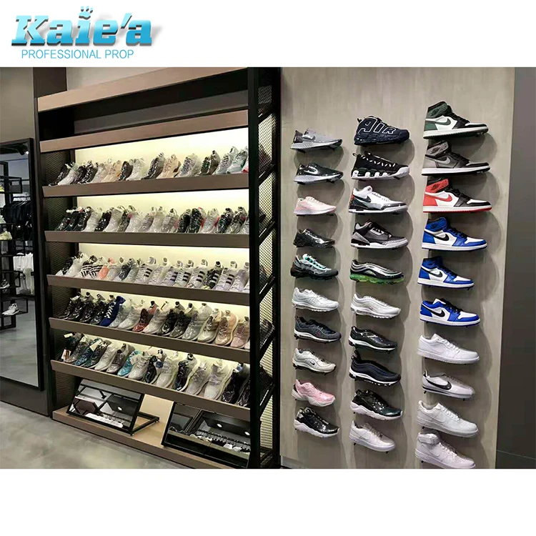 Wall mounted furniture wooden shoe store display showcase| Alibaba.com