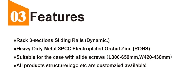 19inch Rackmount Dynamic Three-Section Sliding Guide Rail Kits for 1u ...