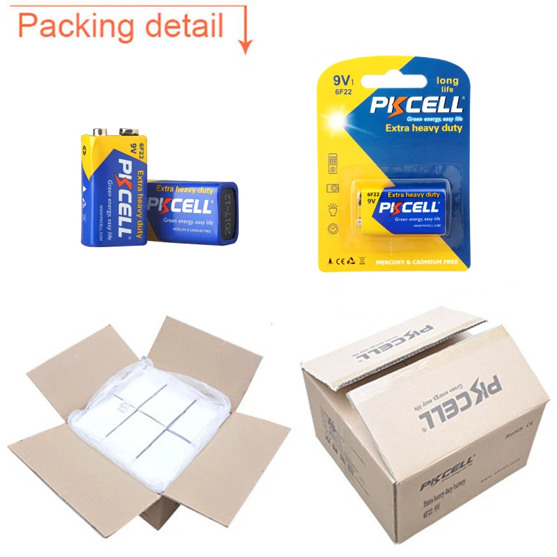 Pkcell Reliable Manufacturer Carbon Zinc Extra Heavy Duty 9 Volt ...