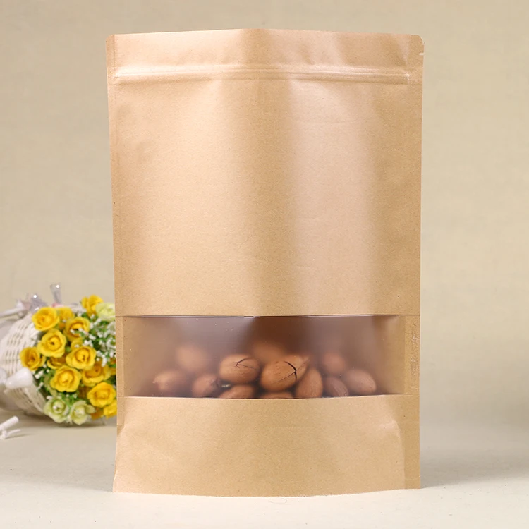 Brown Craft Zip Lock Stand Up Pouches For Nuts Foods Kraft Paper ...