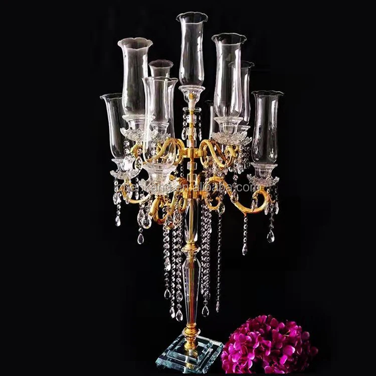 130cm Tall Crystal Glass Candelabra Centerpieces 9 Arms Tall Gold ...