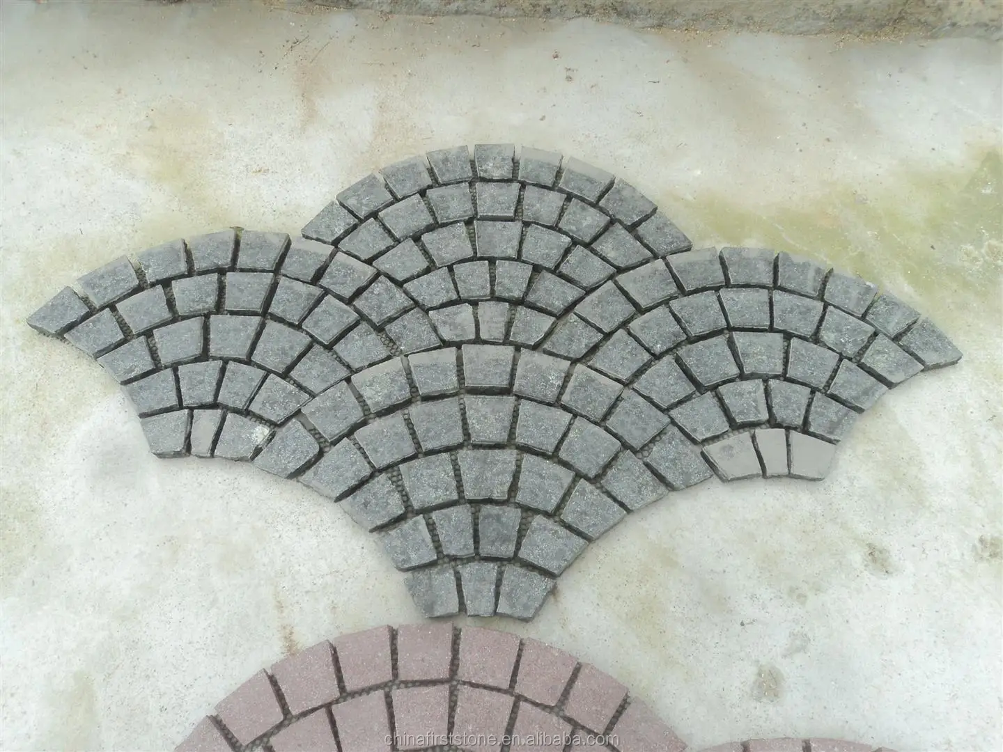 Absolut Black Granite Stone European Fan Shape Cobble Mesh Paver ...