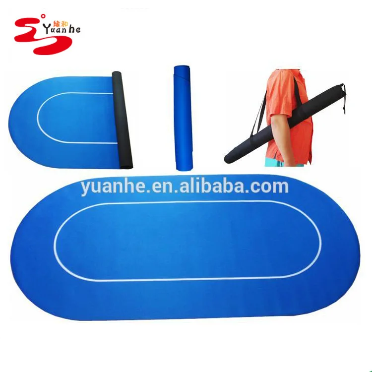 180x90 Cm Blue Oval Texas Hold'em Layout Rubber Poker Table Mat - Buy ...