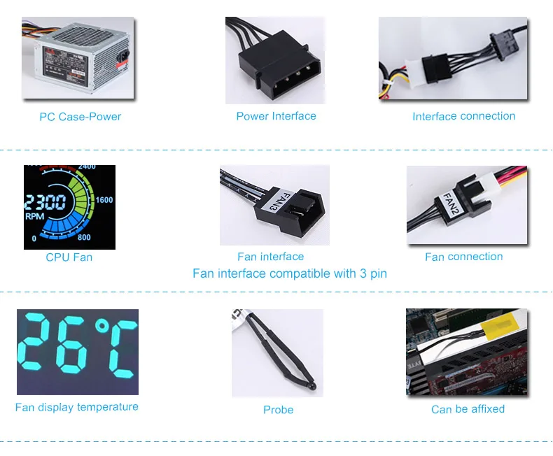 STW Computer case Touch 12v Temperature 4 Pin Pwm Smar Fan Controller ...