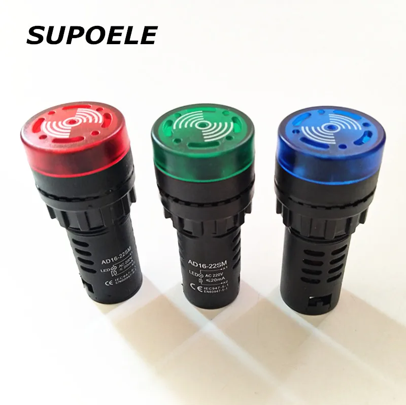 22mm Flash Buzzer Beep Indicator AD16-22SM LED Indicator Light 12V 24V ...