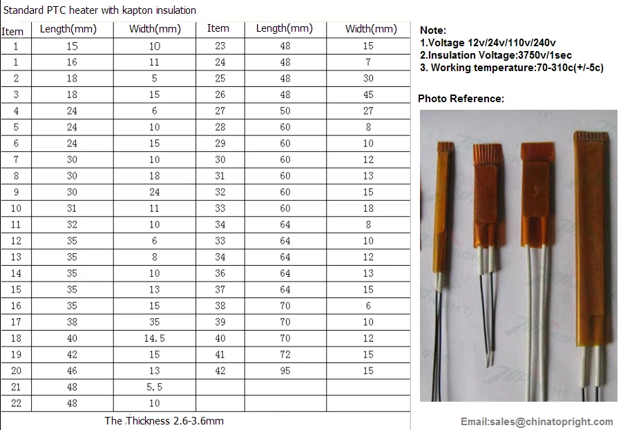 12V / 5V / 24V / 220-Volt PTC Heating Tablets - Efficient Heaters