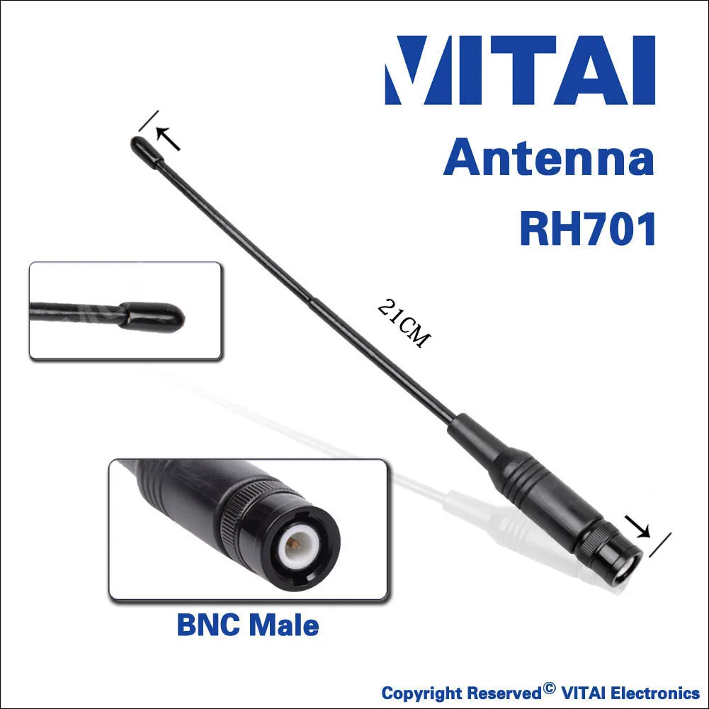 Vitai Rh-701 Two Way Radio Antenna 21cm With Bnc/sma Male/female ...