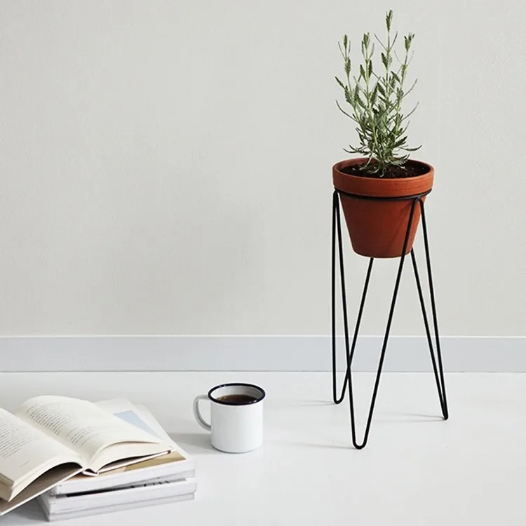 Tall Floor Garden Iron Flower Pot Stand with Triangular Base