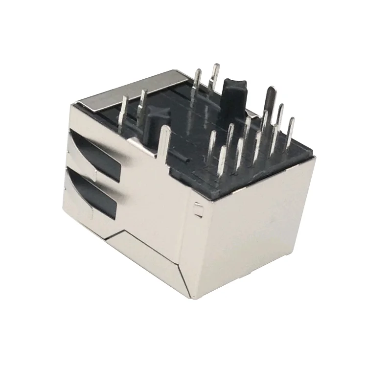 8P10C Gigabit Magnetic Jack Ethernet Female RJ45 Connector