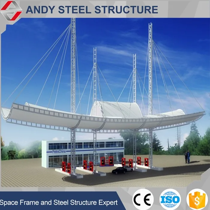 Light Gauge Steel Truss Frame Membrane Structure Gas Petrol Station ...