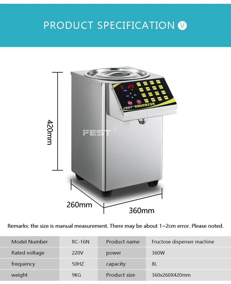 FEST Commercial Sugar Syrup Dispenser - Automatic & Efficient