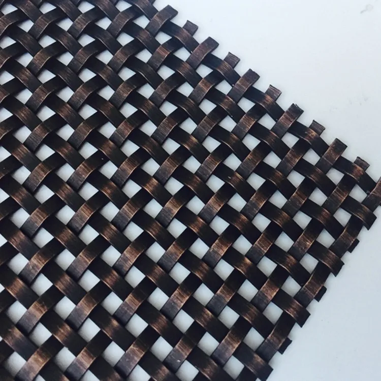Decorative Woven Wire Mesh:Stainless Steel Antique Bronze Plated Square ...